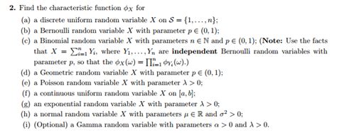 solved find the characteristic function phi x for a