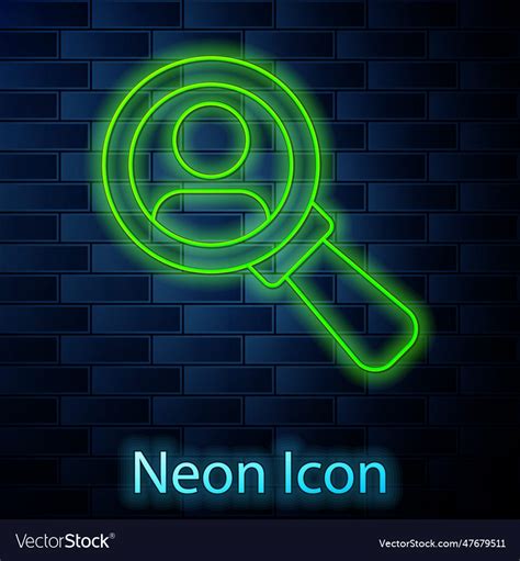 Glowing Neon Line Magnifying Glass For Search Vector Image
