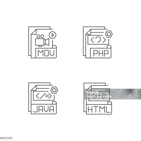 檔類型像素完美的線性圖示設置向量圖形及更多php 程式語言圖片 php 程式語言 一組物體 剪裁圖 istock
