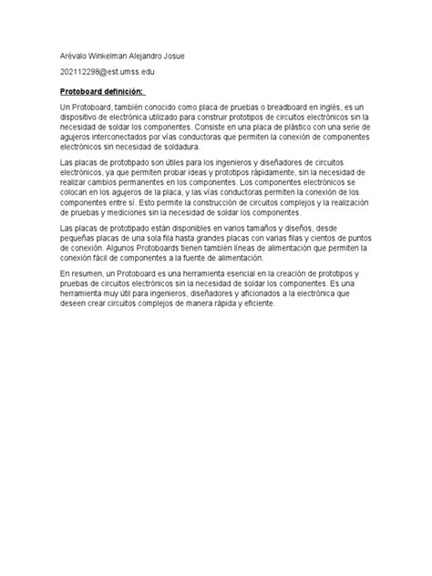 Protoboard Definicion Pdf Tecnología E Ingeniería