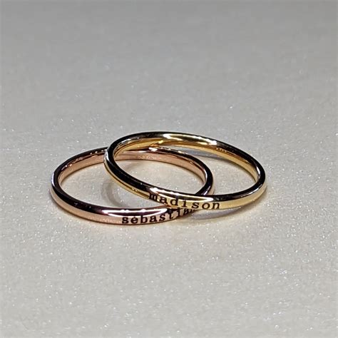 Tiny Stackable Name Ring Mint And Lily