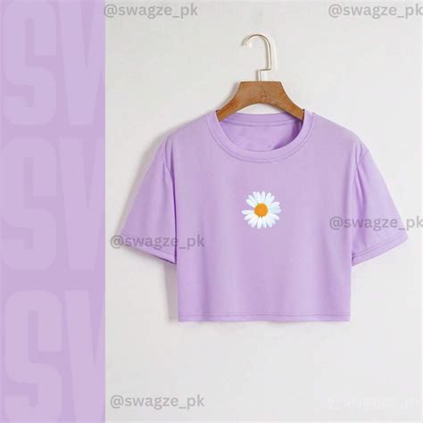 Crop Tee Flower Purple Swagze