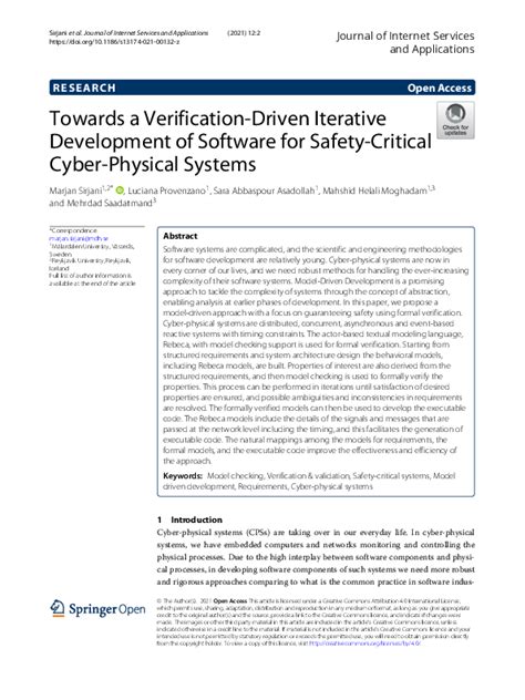 Pdf Towards A Verification Driven Iterative Development Of Software For Safety Critical Cyber