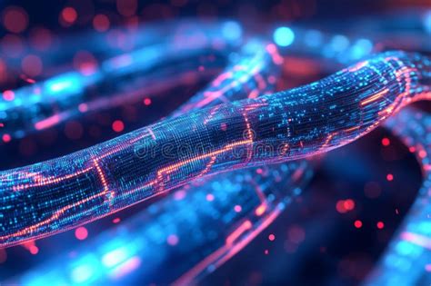 Abstract Glowing Red And Blue Neural Network Illustrating Data Communication Machine Learning