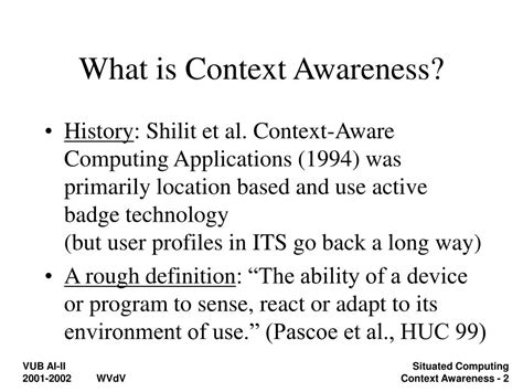 Ppt Vub Ai Ii Situated Computing Module 1 Context Awareness Powerpoint Presentation Id 4788889