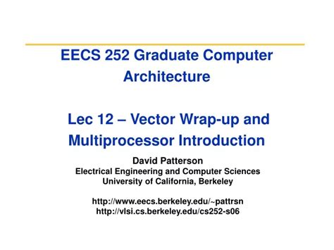 Ppt Eecs Graduate Computer Architecture Lec Vector Wrap Up And Multiprocessor
