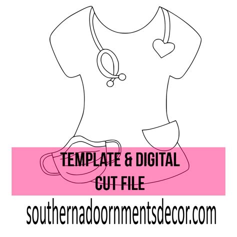Scrub Top Template And Digital Cut File Digital Cut File Cutting Files