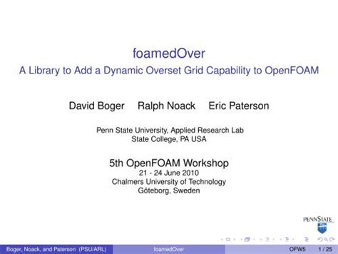Foamedover A Library To Add A Dynamic Overset Grid Capability To