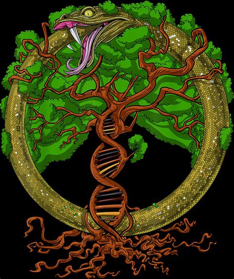 Ouroboros Snake Tree Of Life DNA Spiritual Esoteric Symbol T Digital Art By Van Art