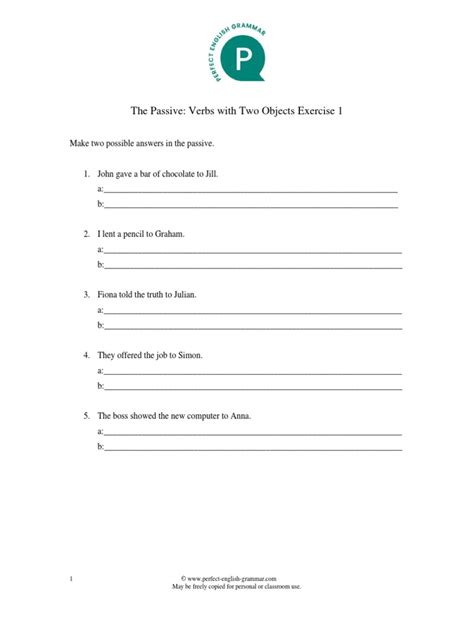 Passive Verbs With Two Objects Pdf