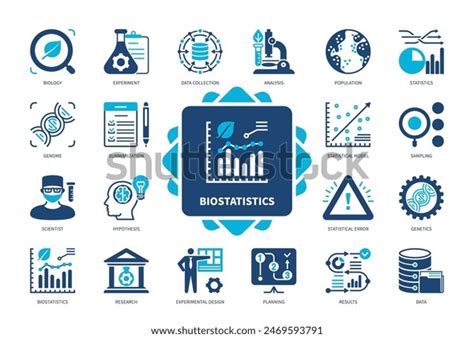 Biostatistics Icon Set Experiment Biology Population Stock Vector Biostatistics Icon Set Experiment Biology Population Stock Vector
