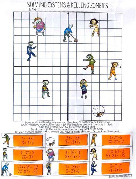 Systems Of Equations And Zombies Systems Of Equations Teaching Ideas