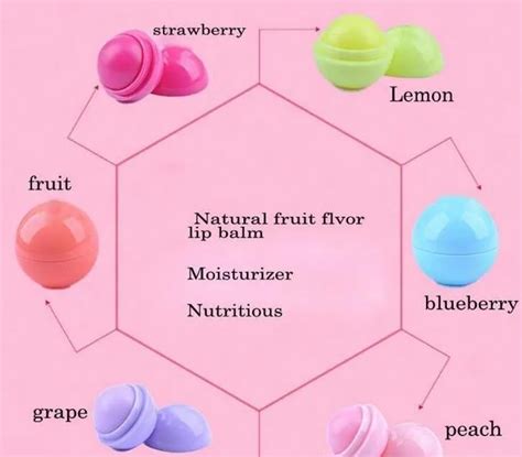 Cute Round Ball Lip Balm 3d Lipbalm Fruit Flavor Lip Smacker Natural