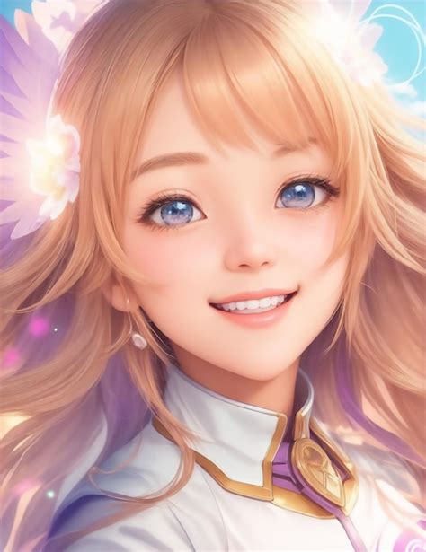 Premium Photo An Angelic Anime Girl Emanates Positivity Her Smiling