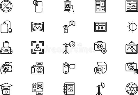 Photography Icons Collection Is A Vector Illustration With Editable Stroke Stock Vector