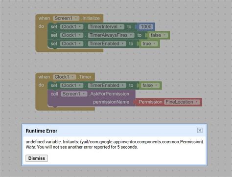 Runtime Error Irritants Asking Fine Location Permission App Inventor For IOS MIT App