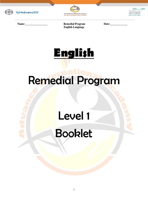 Remedial Program Booklet Level 1 Pdf Plural English Language