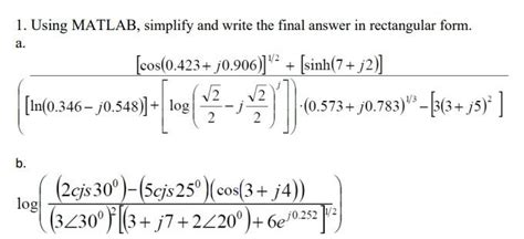 solved 1 using matlab simplify and write the final answer