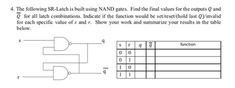 Solved 4 The Following Sr Latch Is Built Using Nand Gates