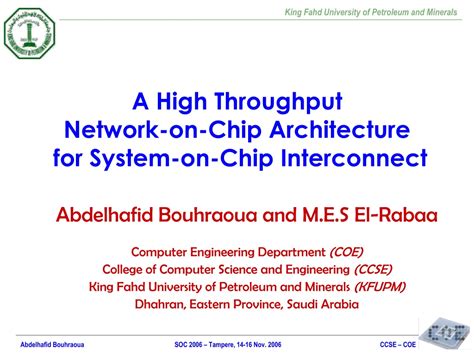 Ppt Enhanced Noc Architecture For High Throughput Soc Interconnect Powerpoint Presentation