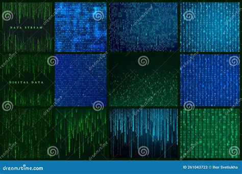 set of futuristic abstract background matrix style sci fi backdrop