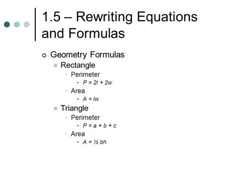 Chapter 1 Tools Of Algebra 15 Rewriting Equations And Worksheets Library
