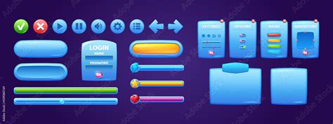 Game Menu Interface Windows Cartoon Options Settings Adventure Plates With Ui Buttons