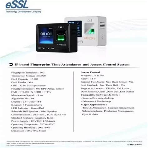 ESSL SF Biometric Attendance System At Piece ESSL Biometric System In Bengaluru