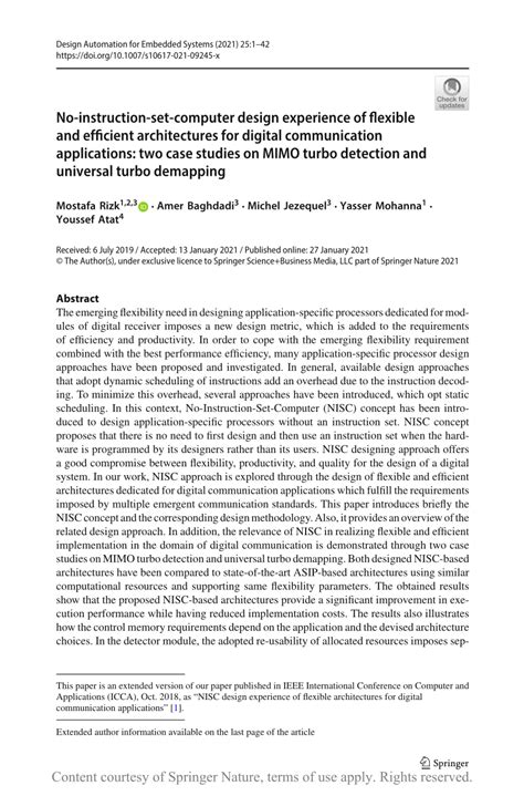 Pdf No Instruction Set Computer Design Experience Of Flexible And Efficient Architectures For