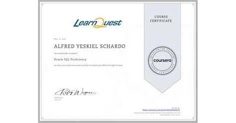 Alfred Yeskiel Schardo On Linkedin Completion Certificate For Oracle