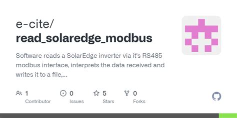 GitHub E Cite Read Solaredge Modbus Software Reads A SolarEdge Inverter Via It S RS Modbus