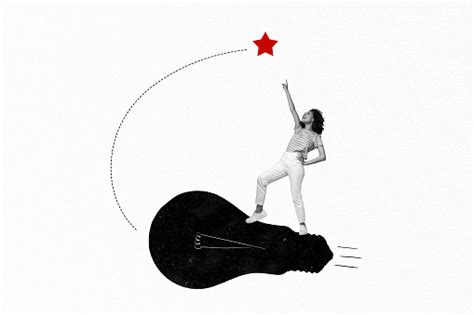 콜라주 3d 핀업 팝 레트로 스케치 성공을 달성 계획을 가진 흥분 펑키 아가씨의 이미지 절연 된 흰색 배경 20 24세에 대한 스톡 사진 및 기타 이미지 Istock