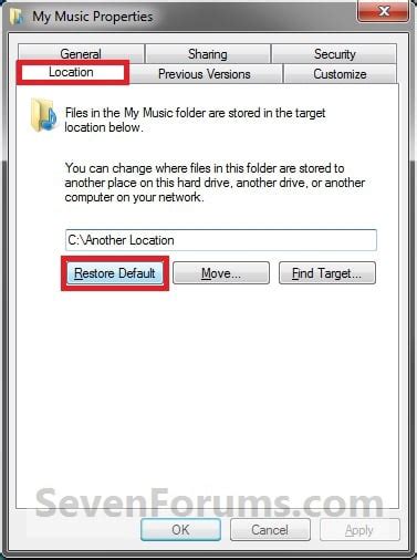 User Folders Restore Default Location Tutorials