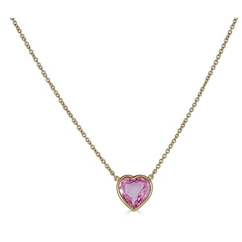 Pink Tourmaline Heart Necklace Pink Heart Necklace 18k Rose Gold