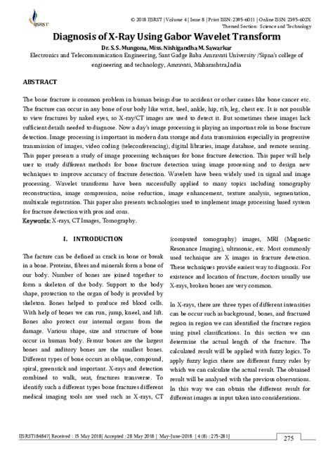 Pdf Diagnosis Of X Ray Using Gabor Wavelet Transform
