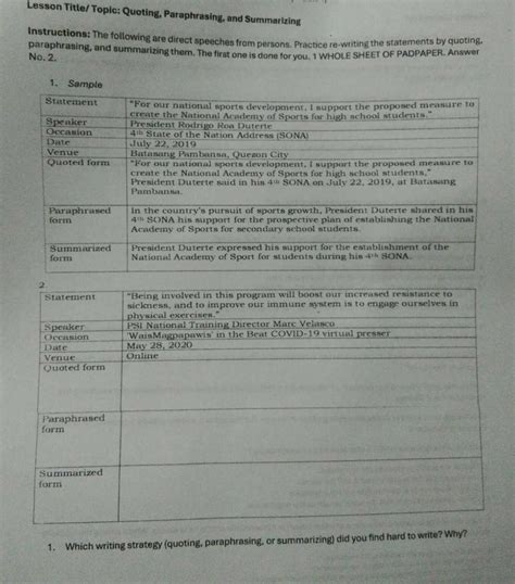 Lesson Title Topic Quoting Paraphrasing And StudyX