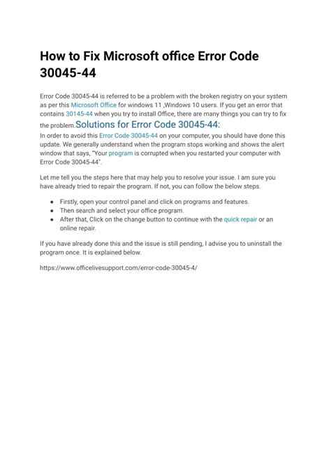 Ppt How To Fix Microsoft Office Error Code 30045 44 Powerpoint Presentation Id12808958