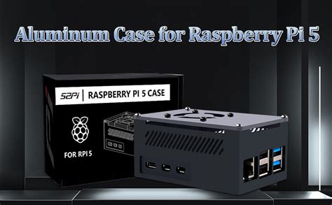 52pi Aluminum Case Black Brick Enclosure With Cooling Fan Heatsink For Raspberry Pi 5 Oz Robotics