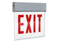 RAB EXITEDGE WPCH EDGE LIT EXIT SIGN UNV FACES NO ARROWS RED LETTERS WHITE PANEL CHICAGO