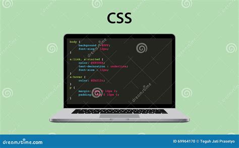 Css Cascading Style Sheet Programming With Laptop And Script Code Stock