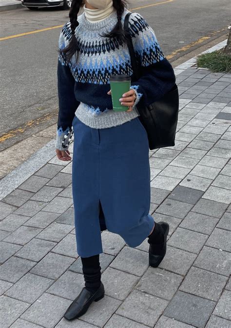 브로큰써클 테니 H라인 모직 스커트 2col 블루 핑크