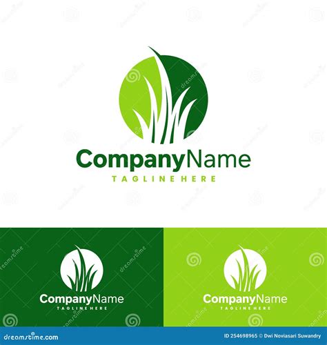 Natural Lush Grass Growth Logo Design Combination Concept Stock Vector