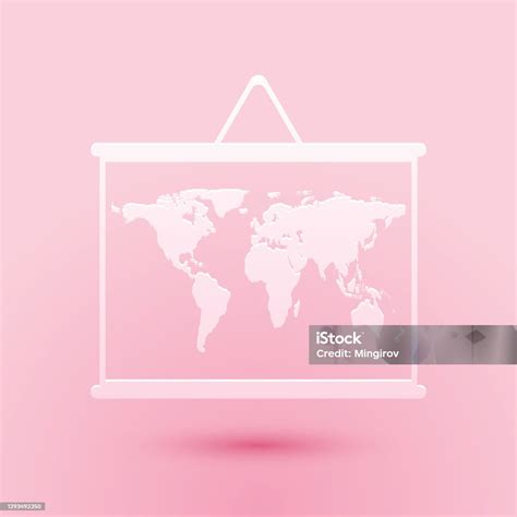 종이 는 분홍색 배경에 고립 된 학교 칠판 아이콘에 세계지도를 잘라 칠판에 지도 그리기 종이 아트 스타일 벡터 개념에 대한 스톡 벡터 아트 및 기타 이미지 Istock