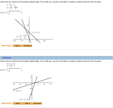 Solved Determine Any Point S Of Intersection Algebraically Chegg