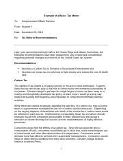 Sample Basic Tax Memo Fall 2018 Docx Example Of A Basic Tax Memo To Congressman William