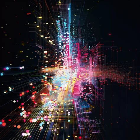 Abstract Flashing Connected Digital Data Nodes And Connections Premium Ai Generated Image