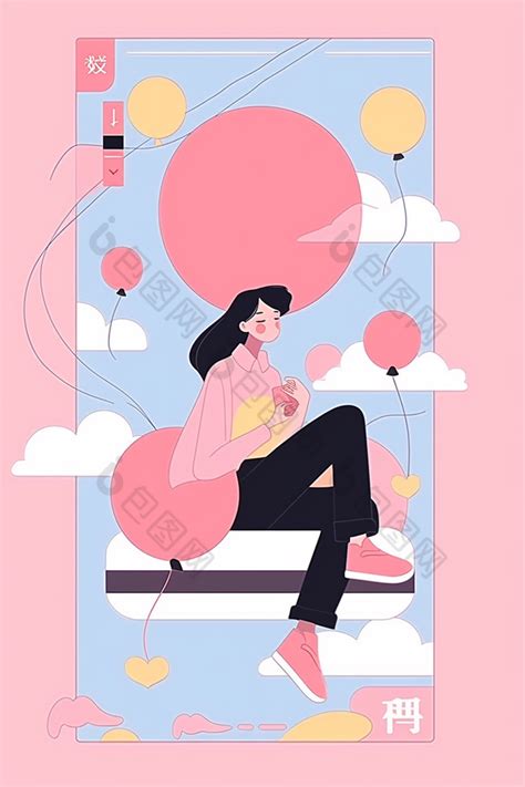 浪漫情人节插画约会png下载 包图网