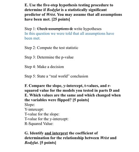 Solved D Use The Five Step Hypothesis Testing Procedure To Chegg Com