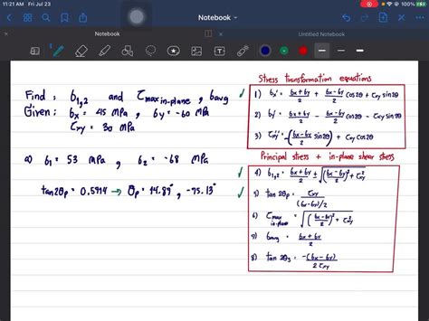 Solved For The Given State Of Stress Determine The Normal And Shearing