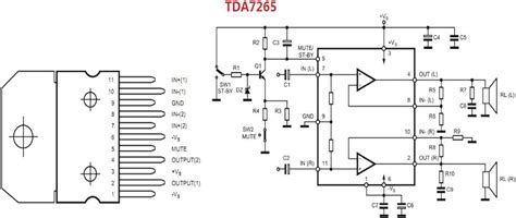 Tda7265 Audio Amplifier Pinout Datasheet And Application 53 Off